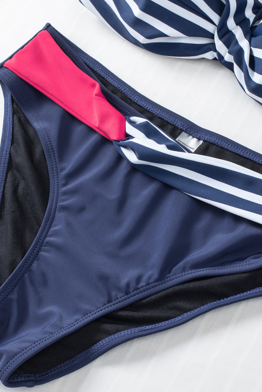 $ 9.3 - Blue Halter Bandeau Striped Bikini - ds.dear-lover.com