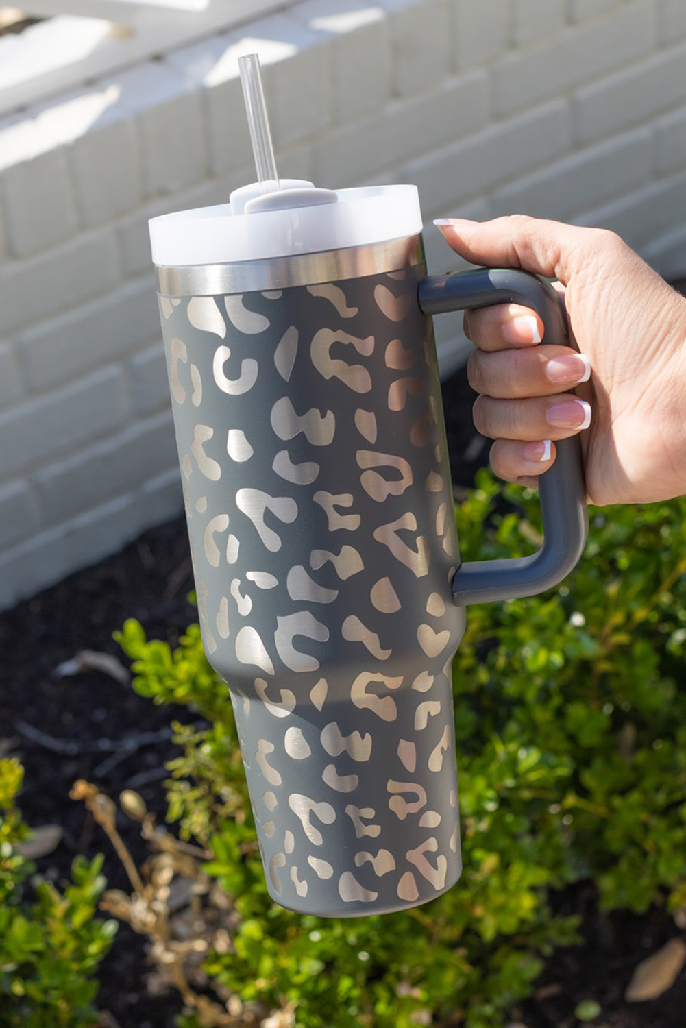 $ 15.89 - Gray Leopard Print 40OZ Stainless Steel Portable Cup with ...