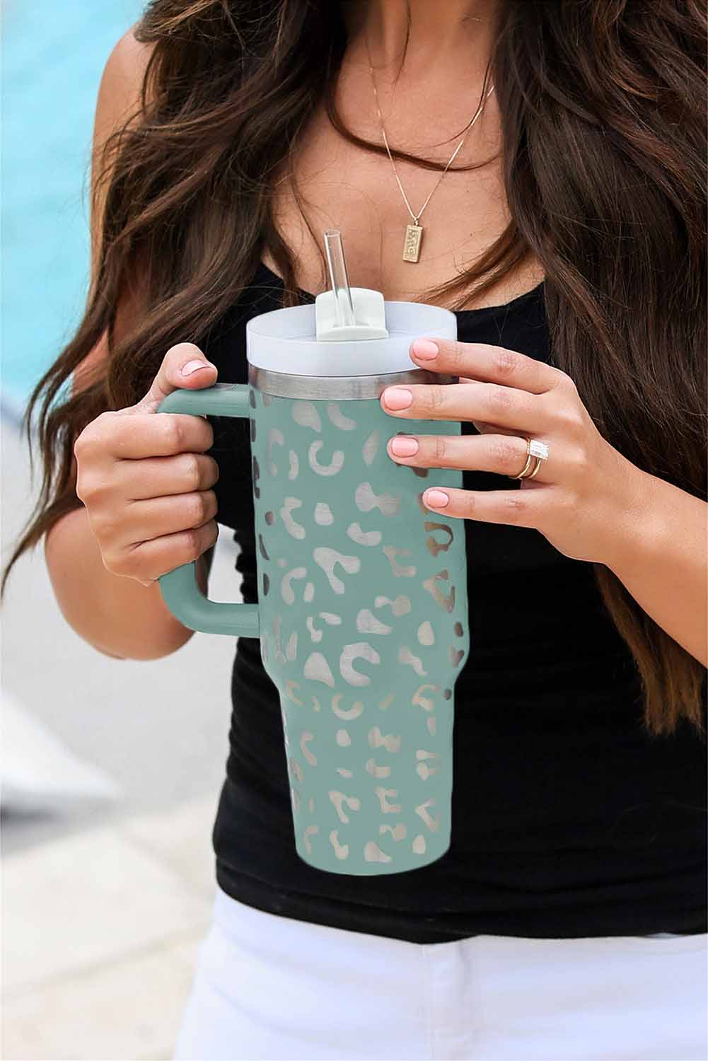$ 15.89 - Green Leopard Print 40OZ Stainless Steel Portable Cup with ...