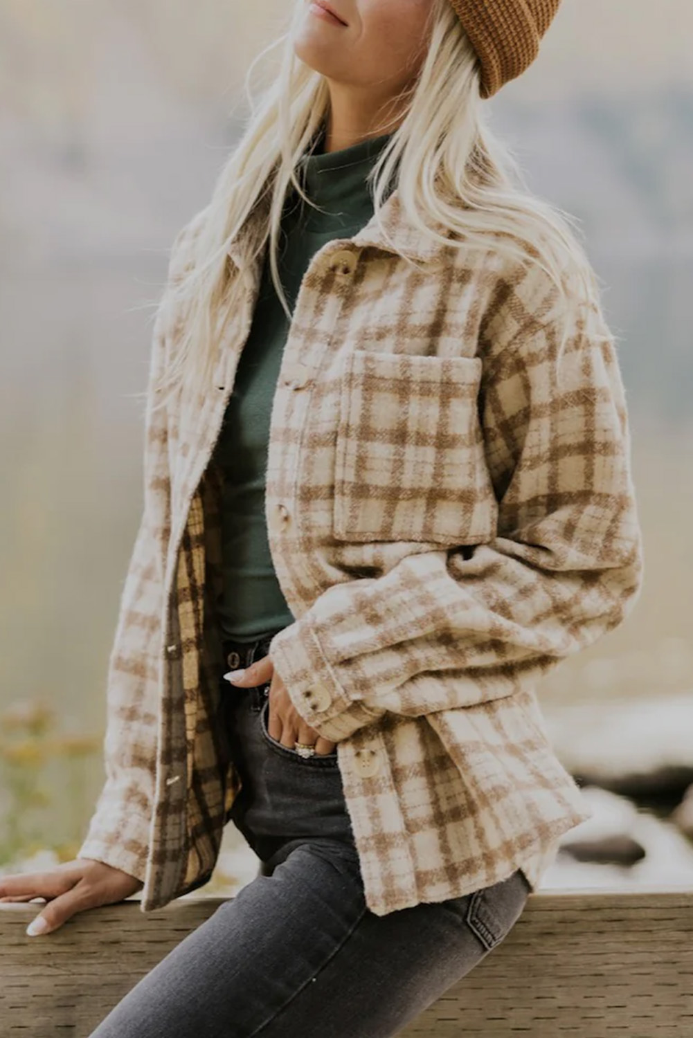 $ 17.91 - Vintage Plaid Big Chest Pocket Shacket - ds.dear-lover.com