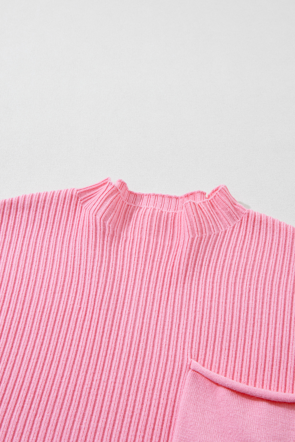$ 12.79 - Pink Patch Pocket Ribbed Knit Short Sleeve Sweater - ds.dear ...