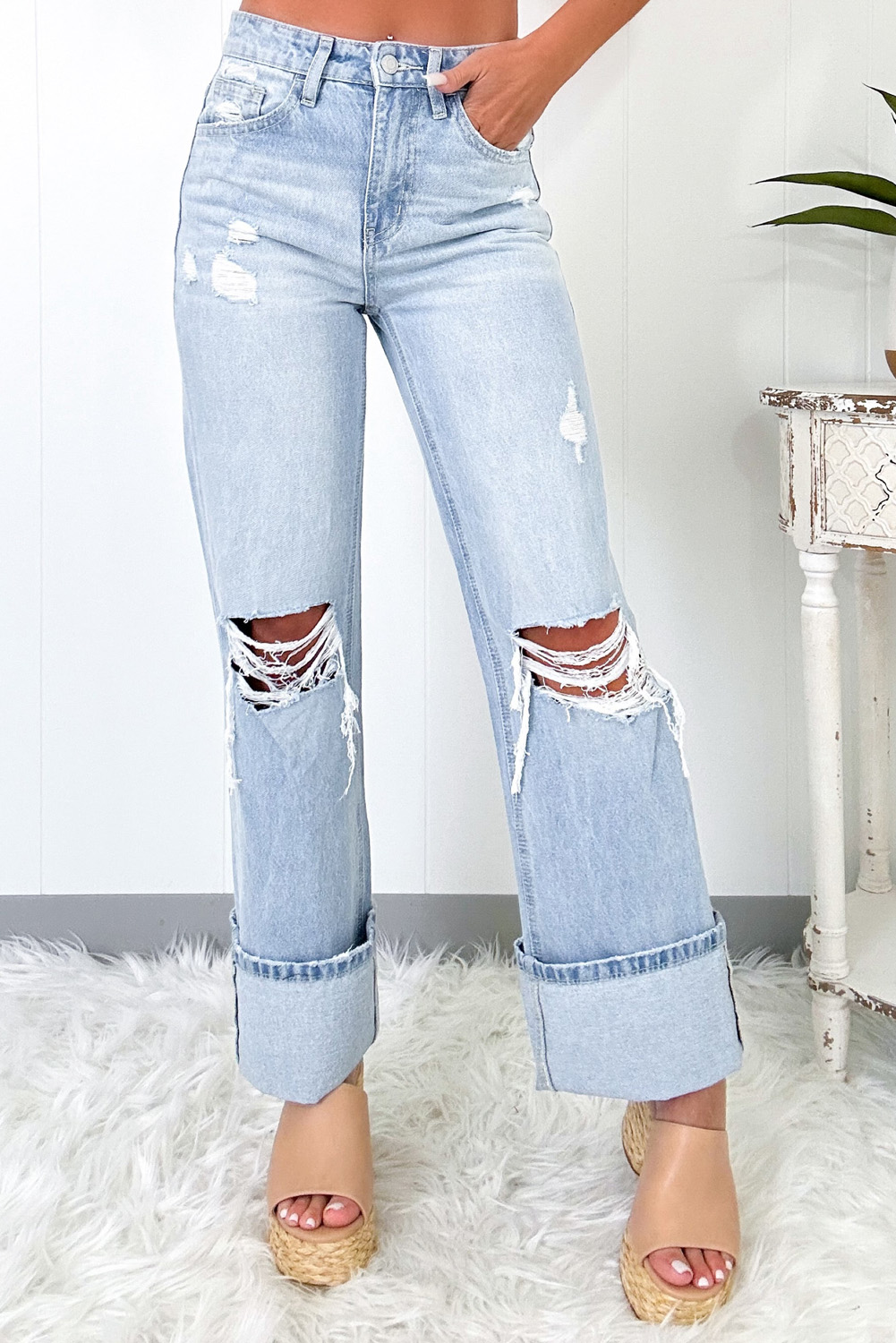 $ 22.28 - Beau Blue Light Wash Distressed Straight Jeans - ds.dear ...