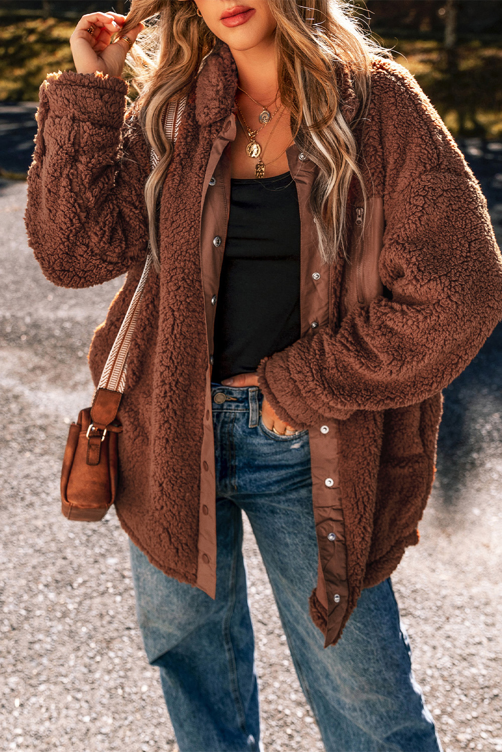 $ 22.58 - Red Clay Faux Shearling Teddy Bear Jacket - ds.dear-lover.com