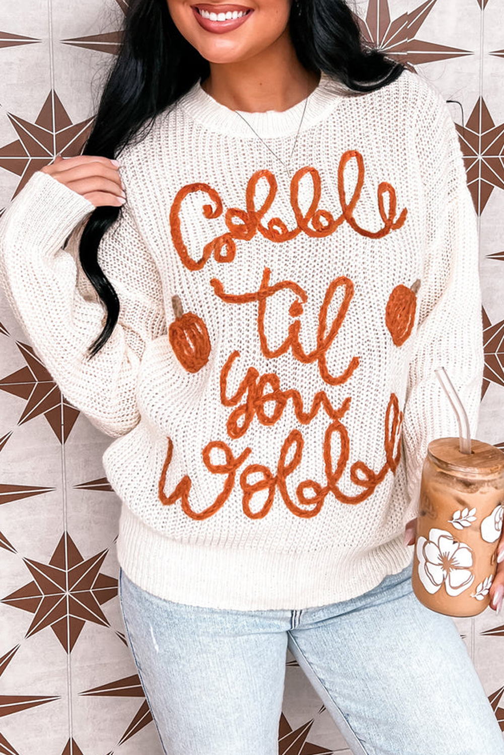 $ 17.55 - White Gobble Til You Wobble Pop Up Crochet Plus Size Sweater ...