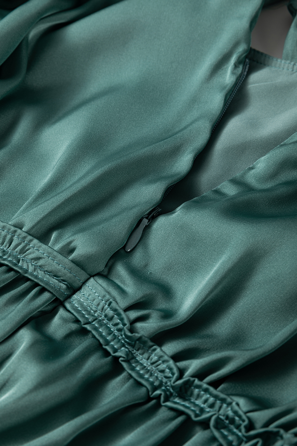 $ 23.03 - Mist Green Tiered Ruffled Puff Sleeve Loose Fit Mini Dress ...