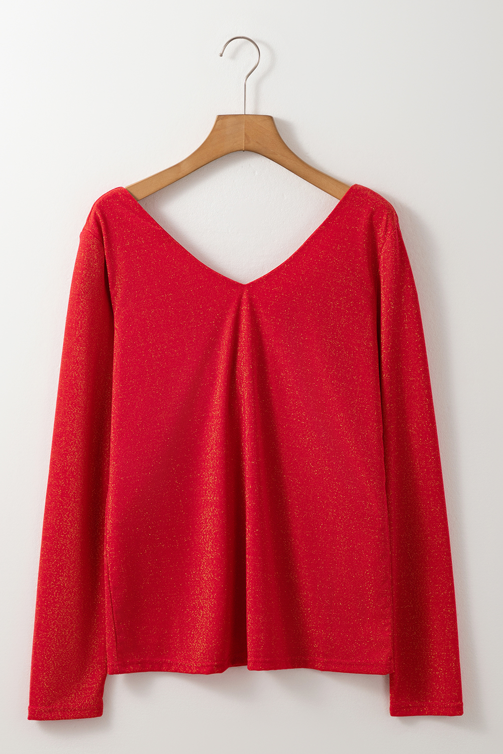 $ 11.33 - Racing Red Metallic Bowknot Open Back V Neck Top - ds.dear ...
