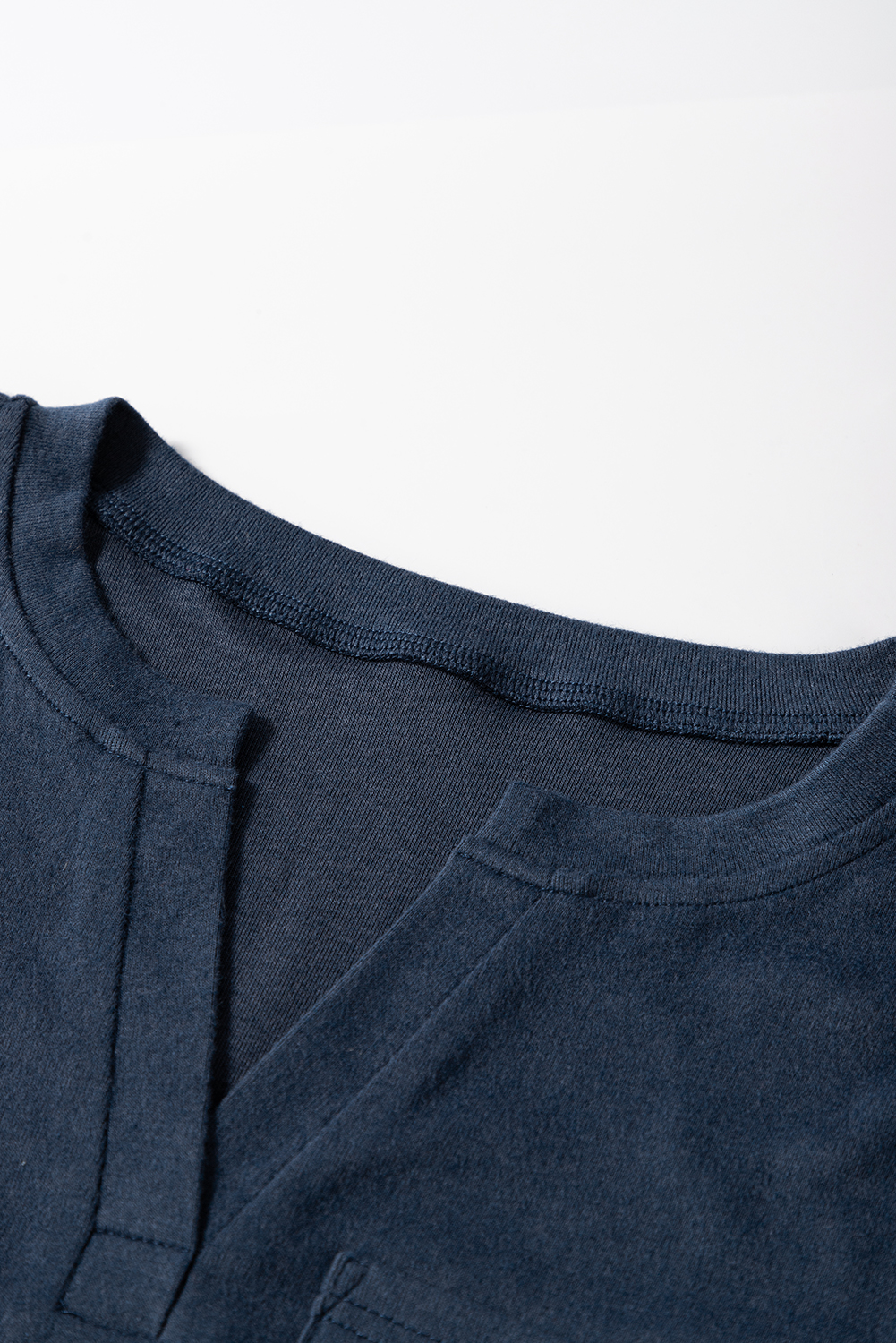 $ 6.98 - Dirty blue Notch V Neck Pocket Patched Long Sleeve T Shirt ...