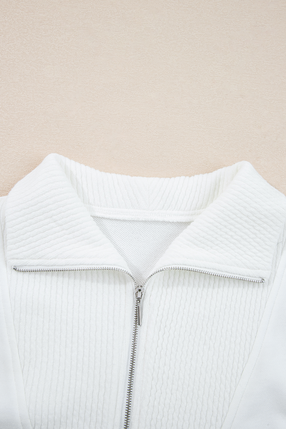 $ 19.14 - White Ribbed Collar Drop Shoulder Sweatshirt and Shorts Set ...