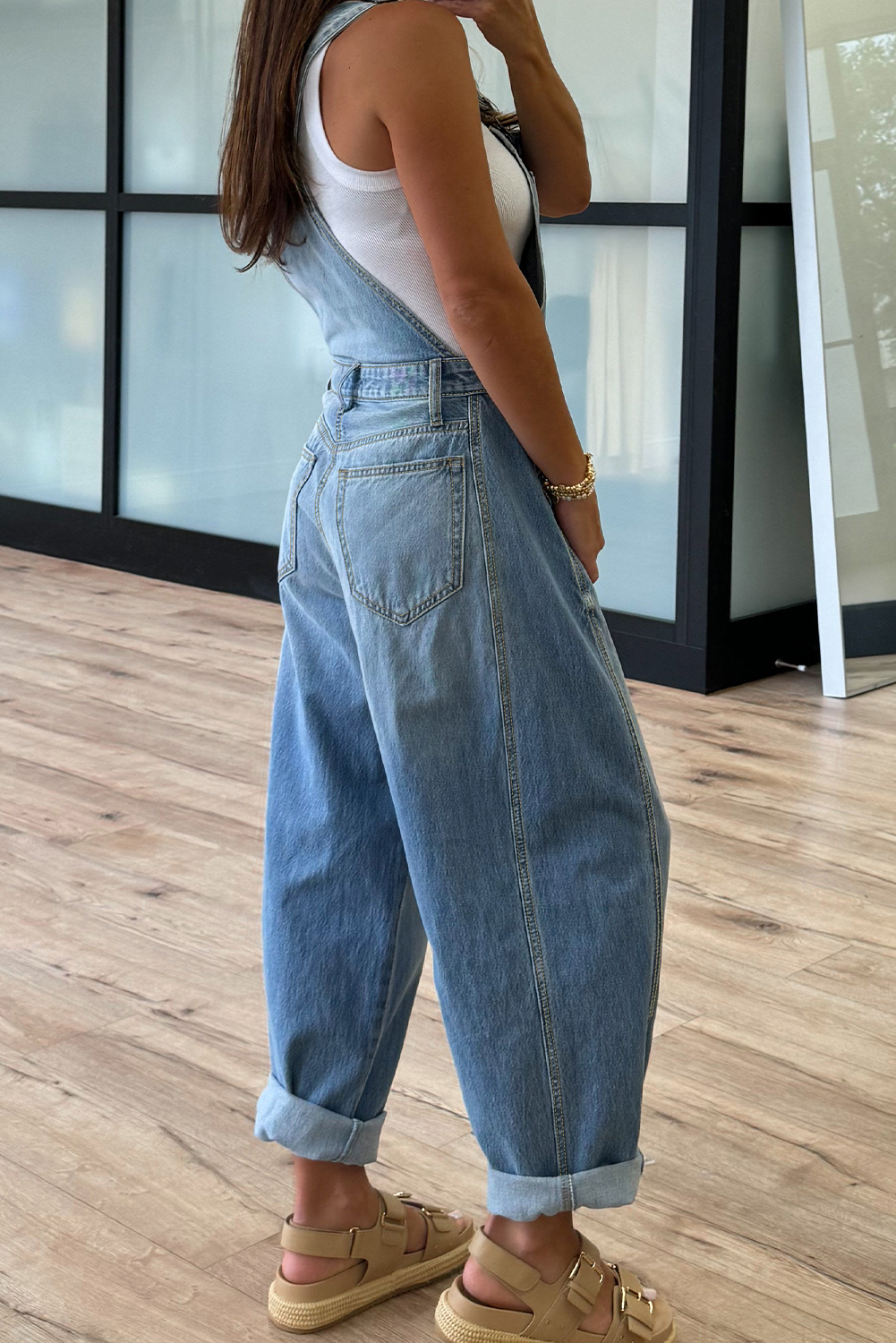 $ 29.22 - Dusk Blue Adjustable Buckle Barrel Denim Overalls - ds.dear ...