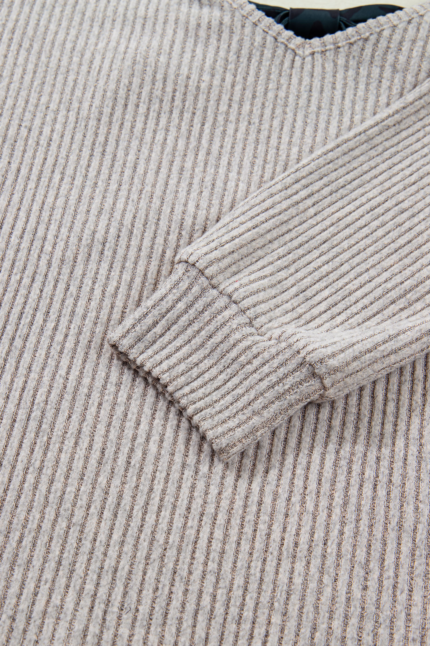 $ 8.66 - Simply Taupe Ribbed V Neck Contrast Ribbon Bow Back Drop ...