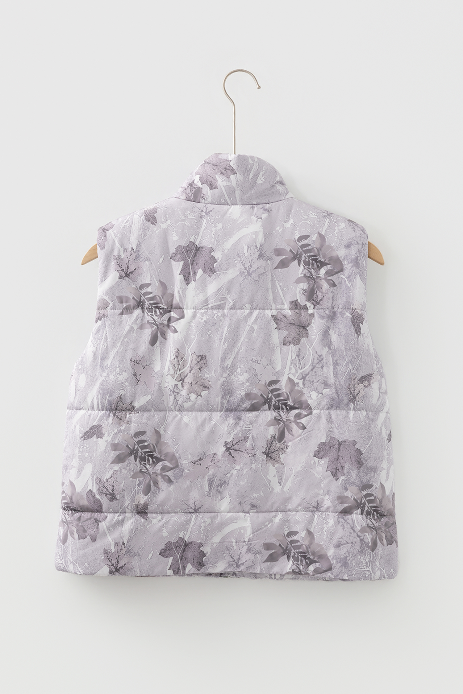 $ 20.33 - Gray Camo Leaf Print Winter Puffer Vest - ds.dear-lover.com