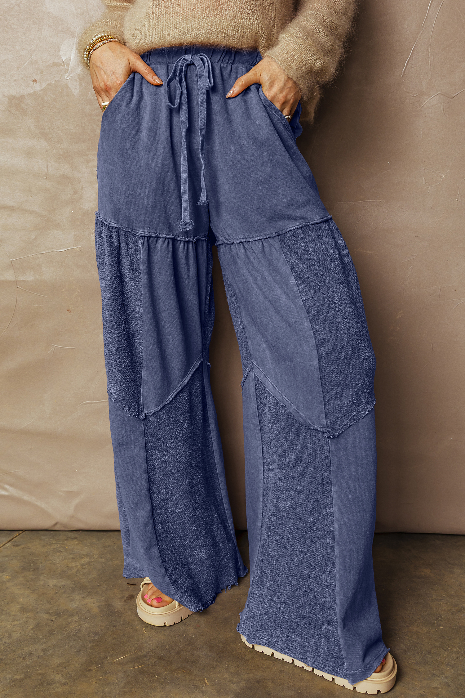 $ 21.54 - Ashleigh Blue Careys Mineral Wash Tiered Wide Leg Patchwork ...